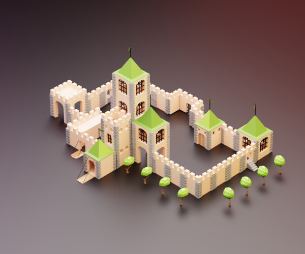 ArtStation - Low Poly Castle - Kitbash | Game Assets