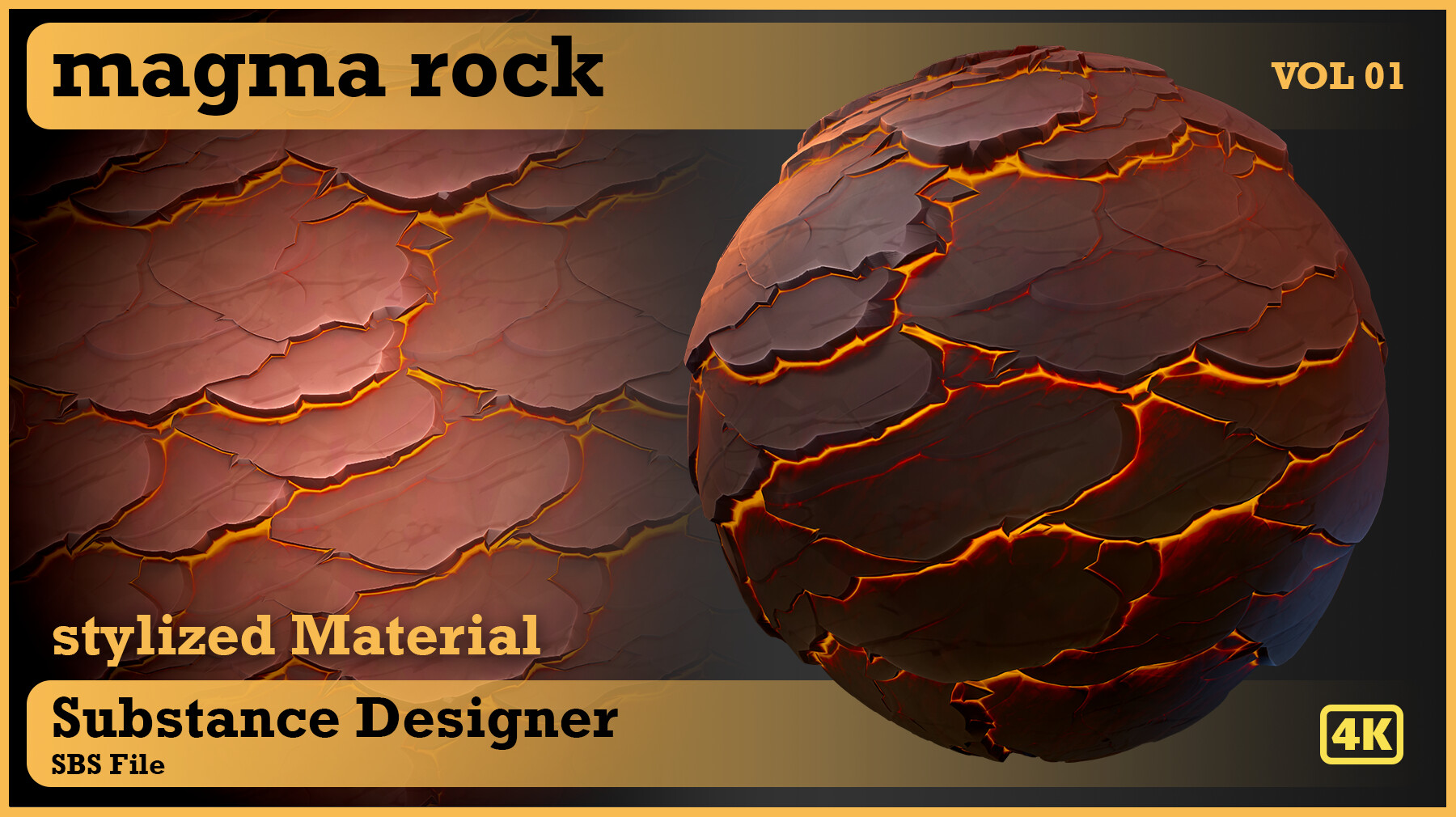 ArtStation - magma rock Stylized - VOL 01 - substance designer | Game ...
