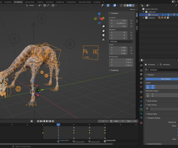 ArtStation - Fur Giraffe Rigged and Animated in Blender | Game Assets