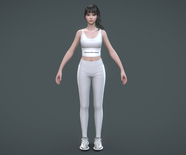 ArtStation - Rigged Female Character Fitness yoga sport suit avatar ...