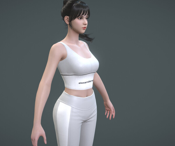 ArtStation - Rigged Female Character Fitness yoga sport suit avatar sports fitness pants gym ...
