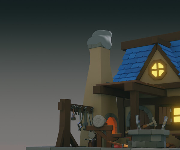 ArtStation - Blender 3 Animated Stylized Blacksmith House | 3D ...