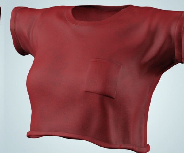 ArtStation - (Red) Cropped T-Shirt | Game Assets