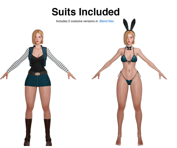 ArtStation - Android 18 DBZ - Game Ready 3D model - UE4- low-poly 3d model | Game Assets