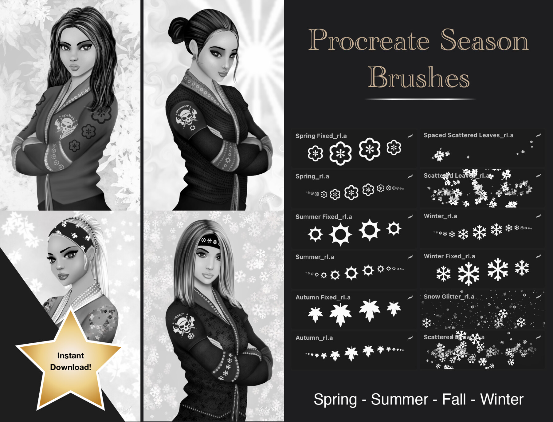 ArtStation - Procreate Brushes Seasons, Spring, Summer, Fall & Winter ...