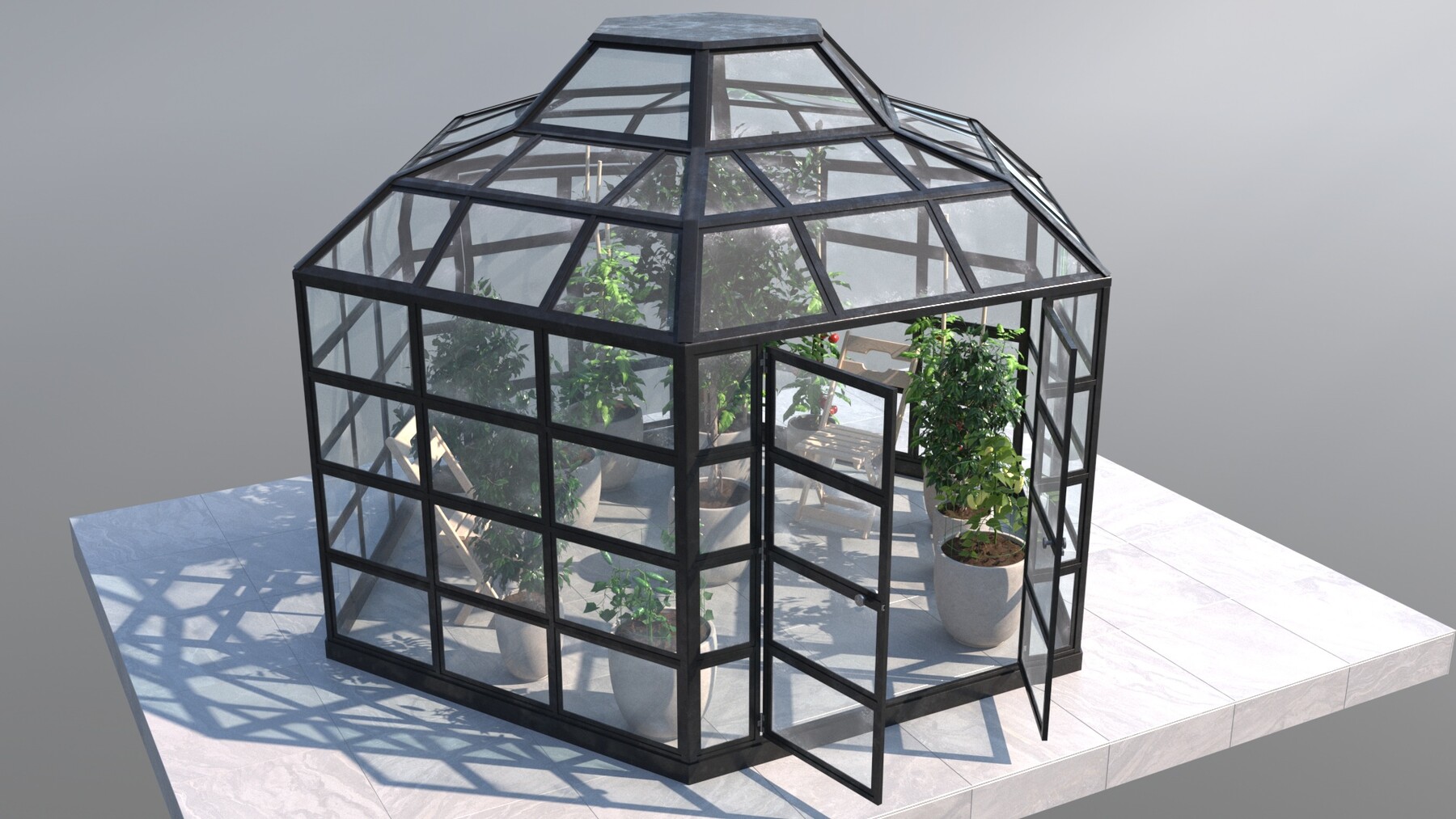 ArtStation - Greenhouse hexagon 3D model | Resources