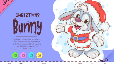 ArtStation - Christmas Cartoon Bunny. Clipart. | Artworks