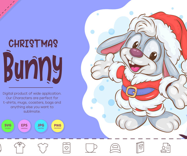 ArtStation - Christmas Cartoon Bunny. Clipart. | Artworks