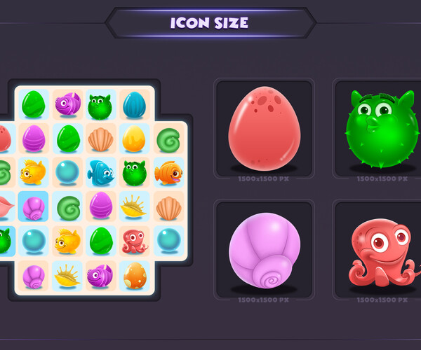 ArtStation - Match 3 Icons - Fish | Game Assets