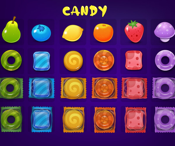 ArtStation - Match 3 Icons - Candy Pack | Game Assets