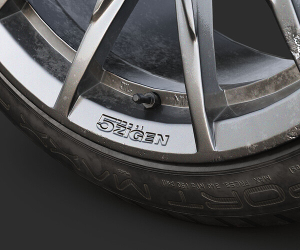 ArtStation - Rim 5Zigen ZR and Tire Dunlop Sport Maxx Low Poly | Game ...