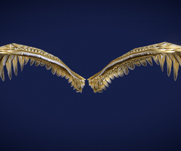ArtStation - Low Poly Animated Golden Wings | Game Assets