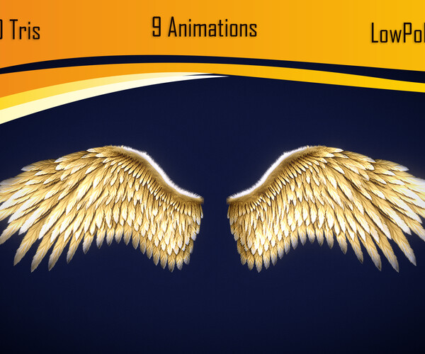 ArtStation - Low Poly Animated Golden Wings | Game Assets