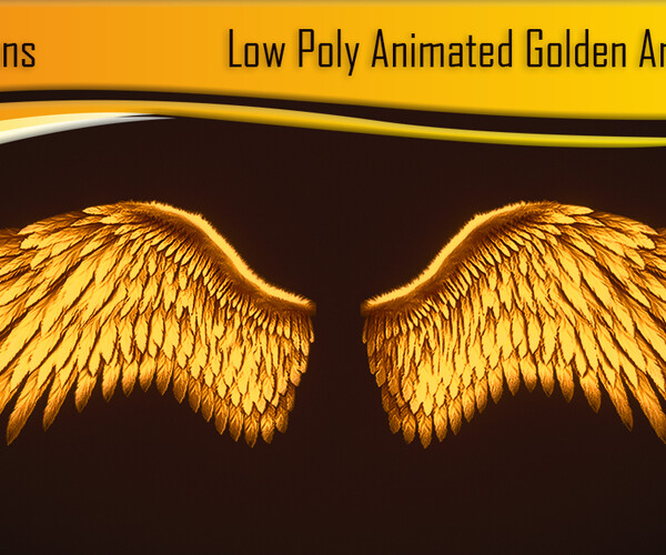 ArtStation - Low Poly Animated Golden Wings | Game Assets