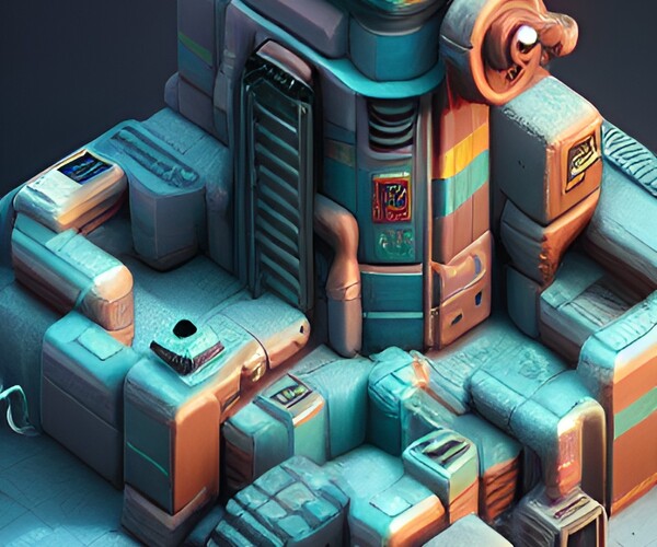 ArtStation - greeble isometric base-1600-jpg pack wombo art | Game Assets