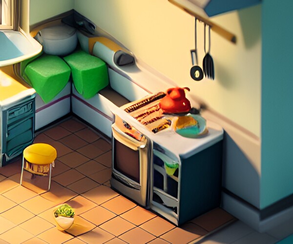ArtStation - cute kitchen pixar render-2700-jpg pack wombo art | Artworks