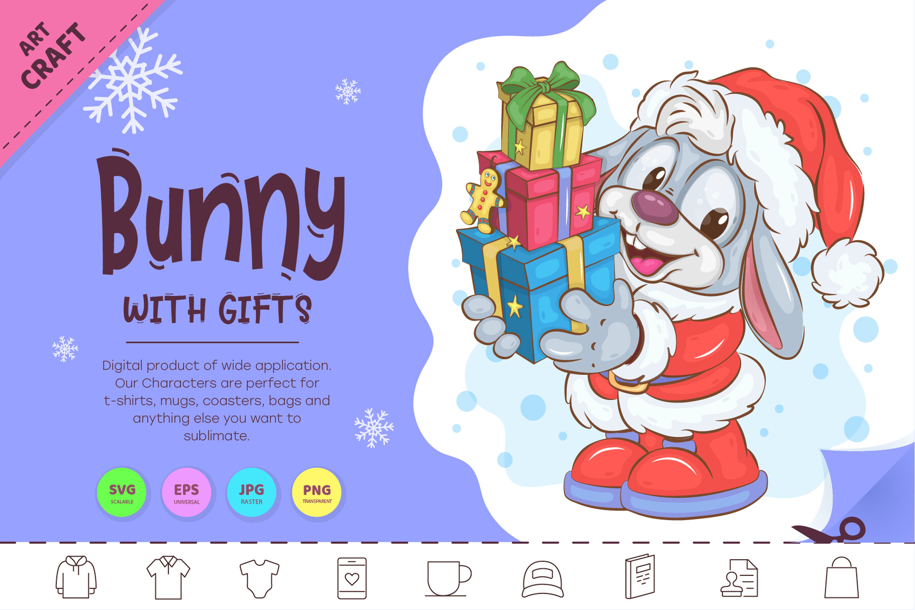 ArtStation - hristmas Bunny with Gifts. Clipart | Artworks
