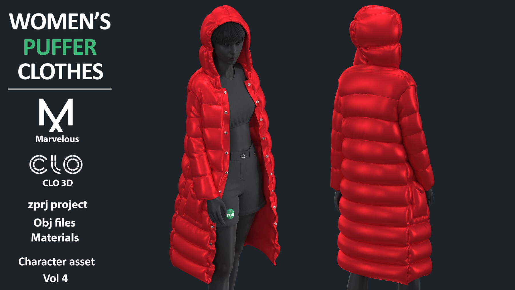 ArtStation - 11 PUFFER CLOTHES PACK / Marvelous Designer / Clo 3D ...