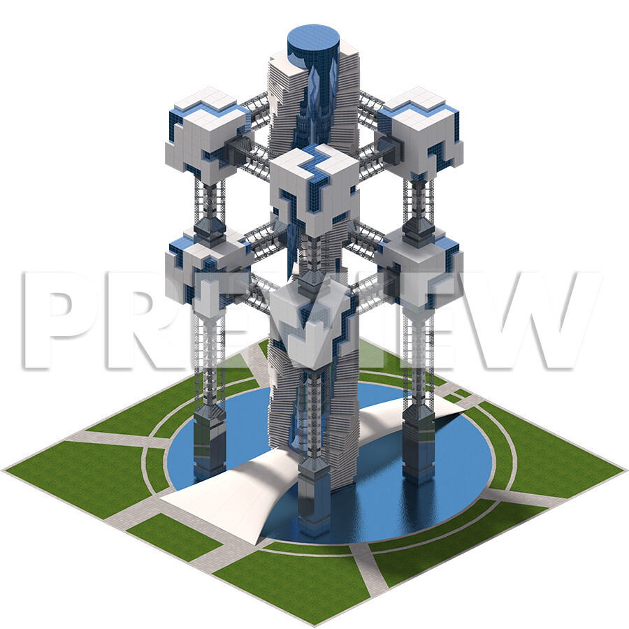 ArtStation - Architecture (Tile#0023, 2x2) – Dimetric Projection ...