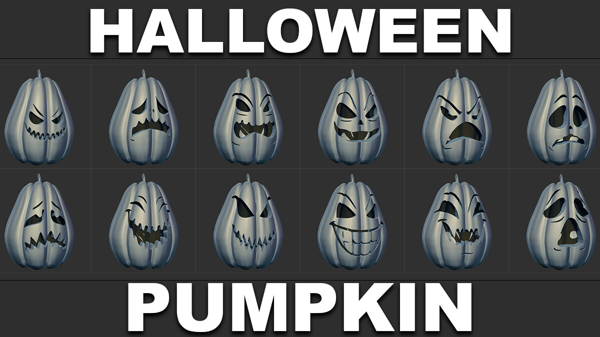 ArtStation - 12 Halloween Pumpkin Base Mesh Vol 4 | Resources