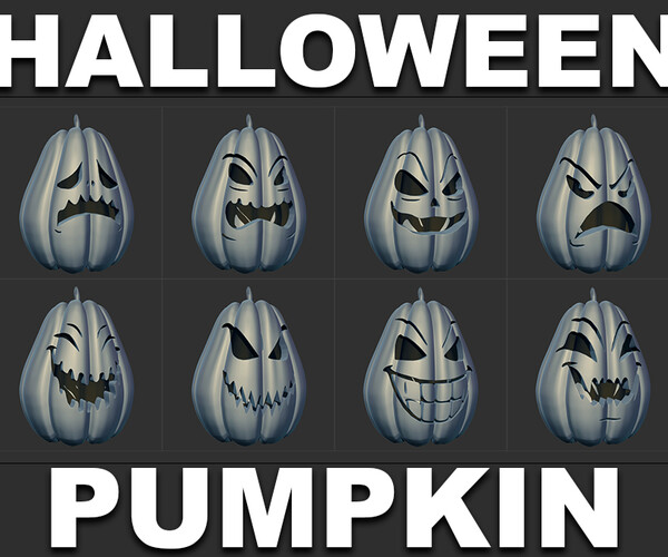 ArtStation - 12 Halloween Pumpkin Base Mesh Vol 4 | Resources
