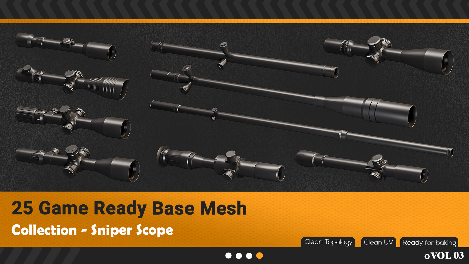 ArtStation - 25 Sniper Rifles Scope Base Mesh - VOL 03 (Game Ready ...