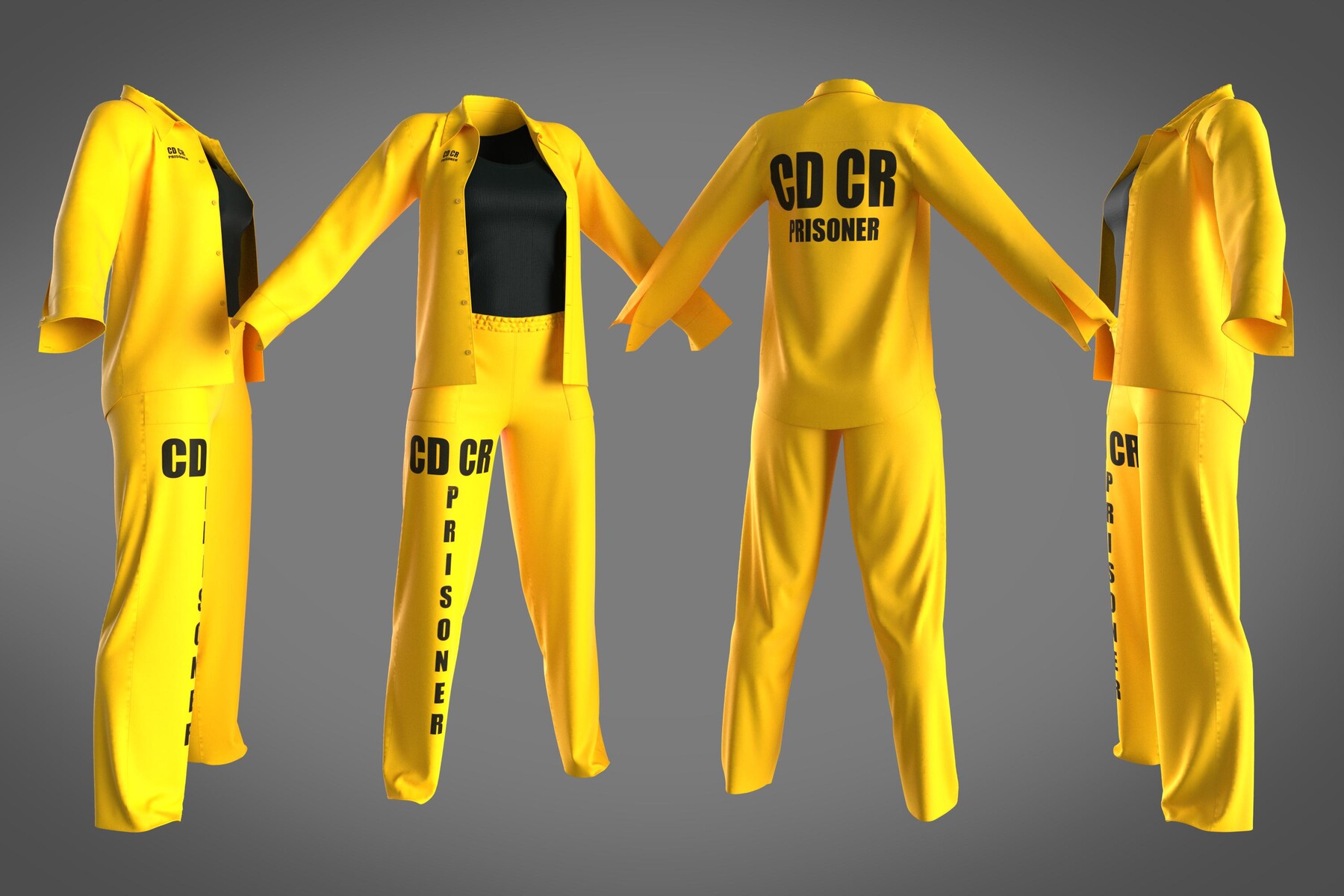 ArtStation - Female Prison Uniform Pack (3 styles) - MD / CLO3D ...