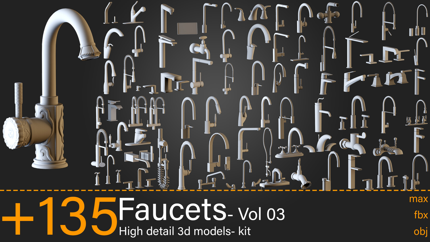 ArtStation - +135- Faucets Kit- Vol 03- 3d models-max.fbx.obj | Resources
