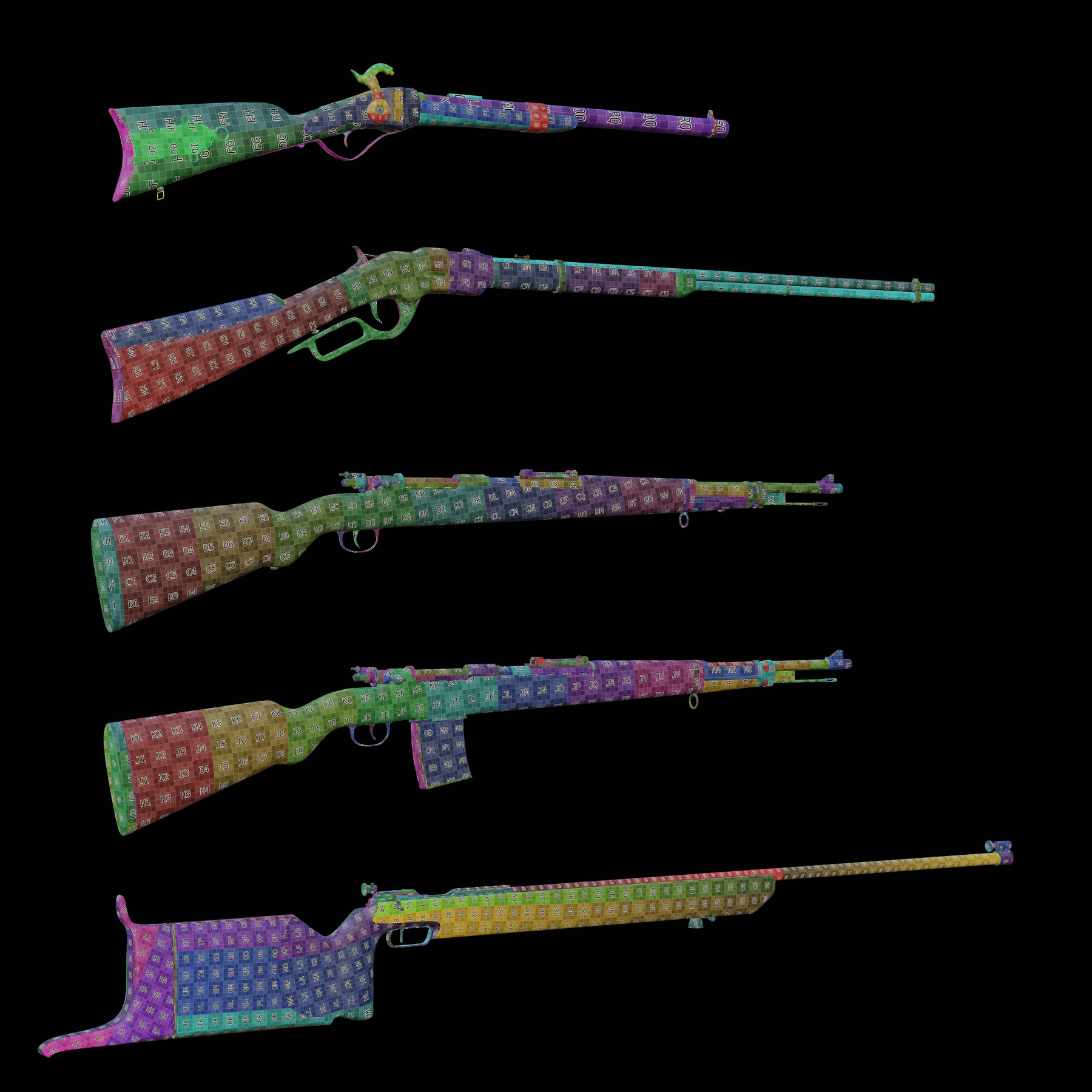 ArtStation - Antique Rifle Collection - Base Mesh & Textured High Poly ...