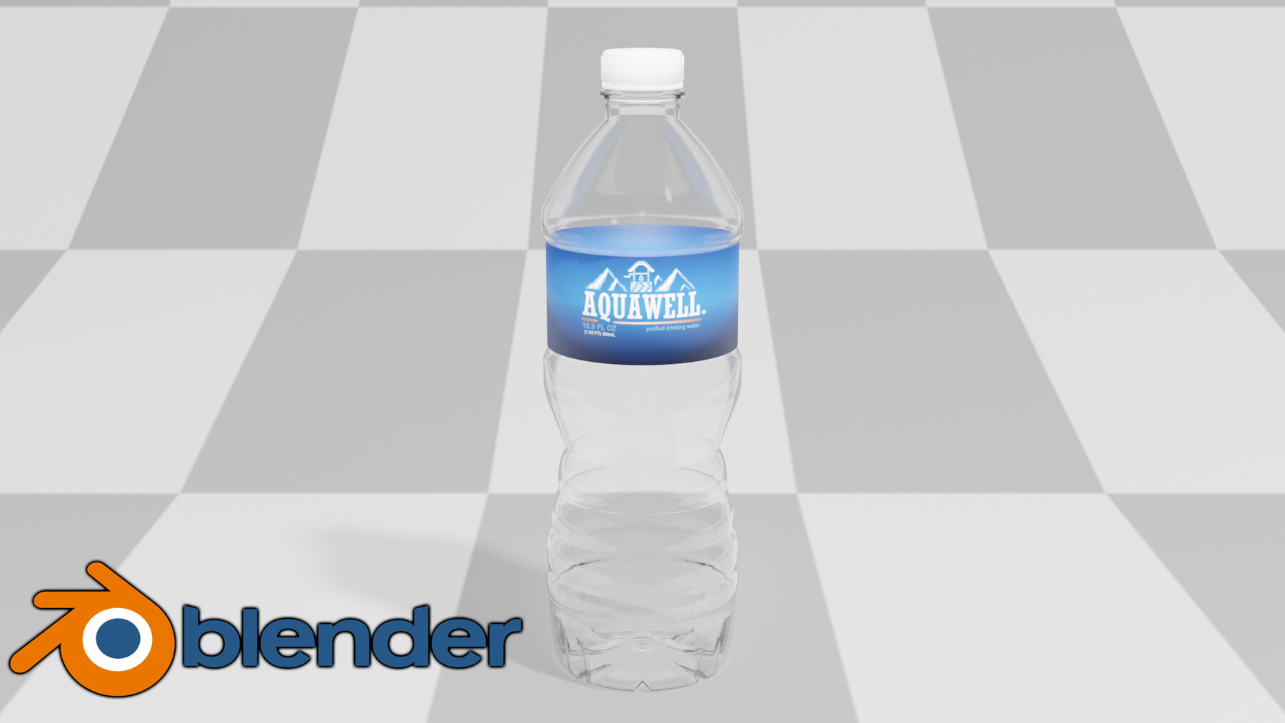 ArtStation - Plastic Bottle with Blue Water Label (16.9 oz) | Game Assets