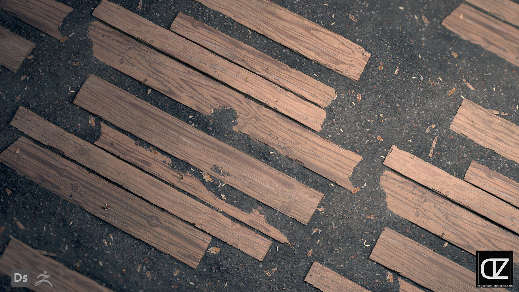 ArtStation - PBR - WOODEN PLANKS ON GROUND - 4K MATERIAL + SBS | Game ...