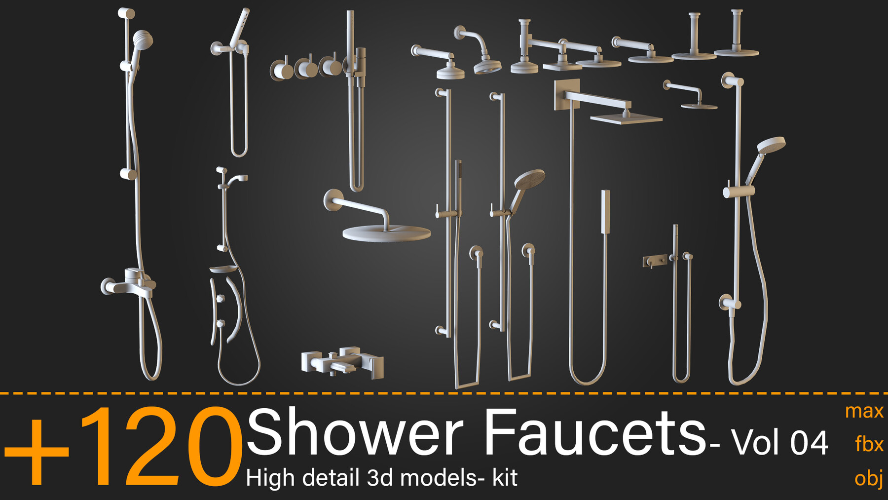 ArtStation - +120- Shower Faucets Kit- Vol 04- 3d models-max.fbx.obj | Resources