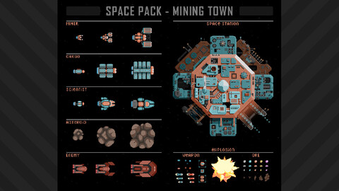 ArtStation - 2D Mining town - space pack | Game Assets