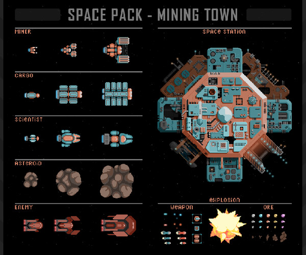 ArtStation - 2D Mining town - space pack | Game Assets