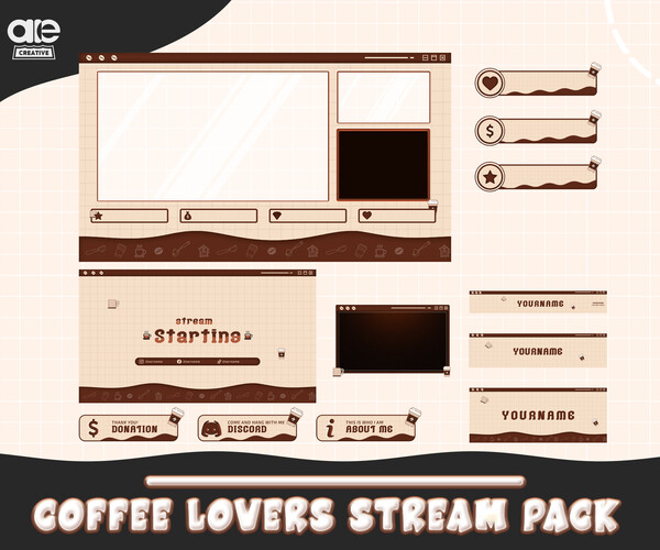 ArtStation - Animated Stream Package Overlay Coffee Lovers, Café Twitch ...