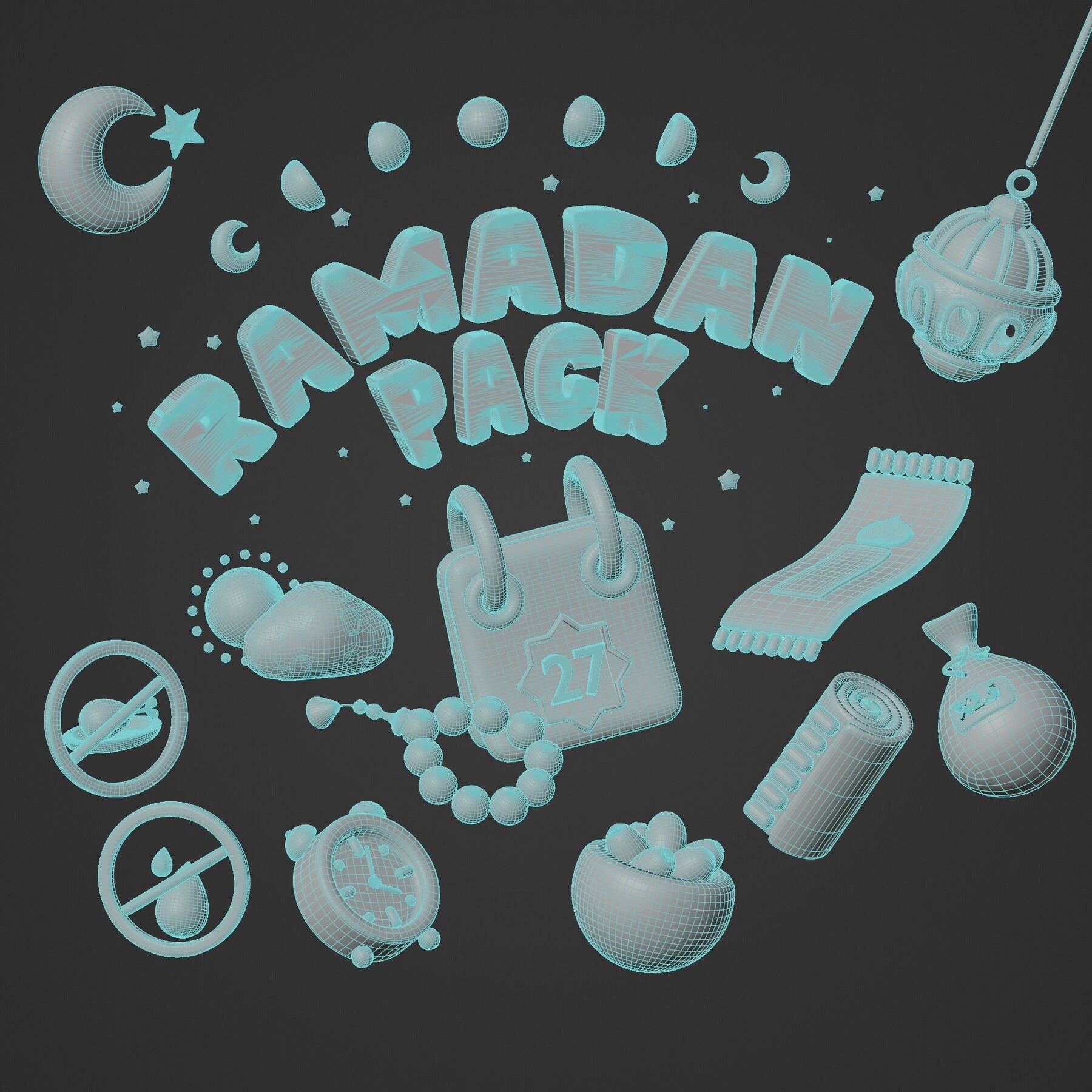 ArtStation - Cute Stylized Ramadan Pack 3D model | Resources
