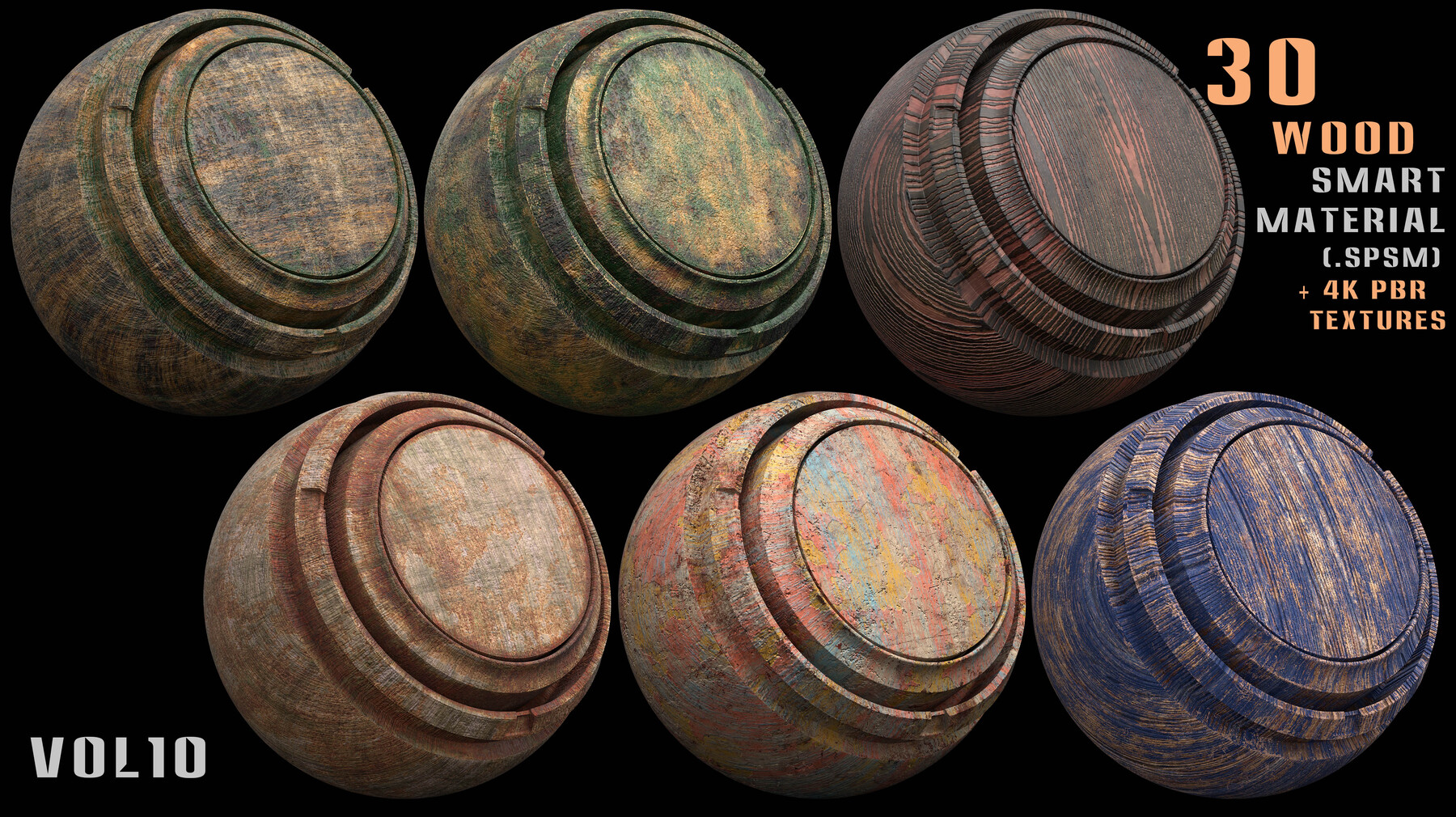 ArtStation - 30 wood smart material + 4k PBR textures - Vol 10 | Game ...