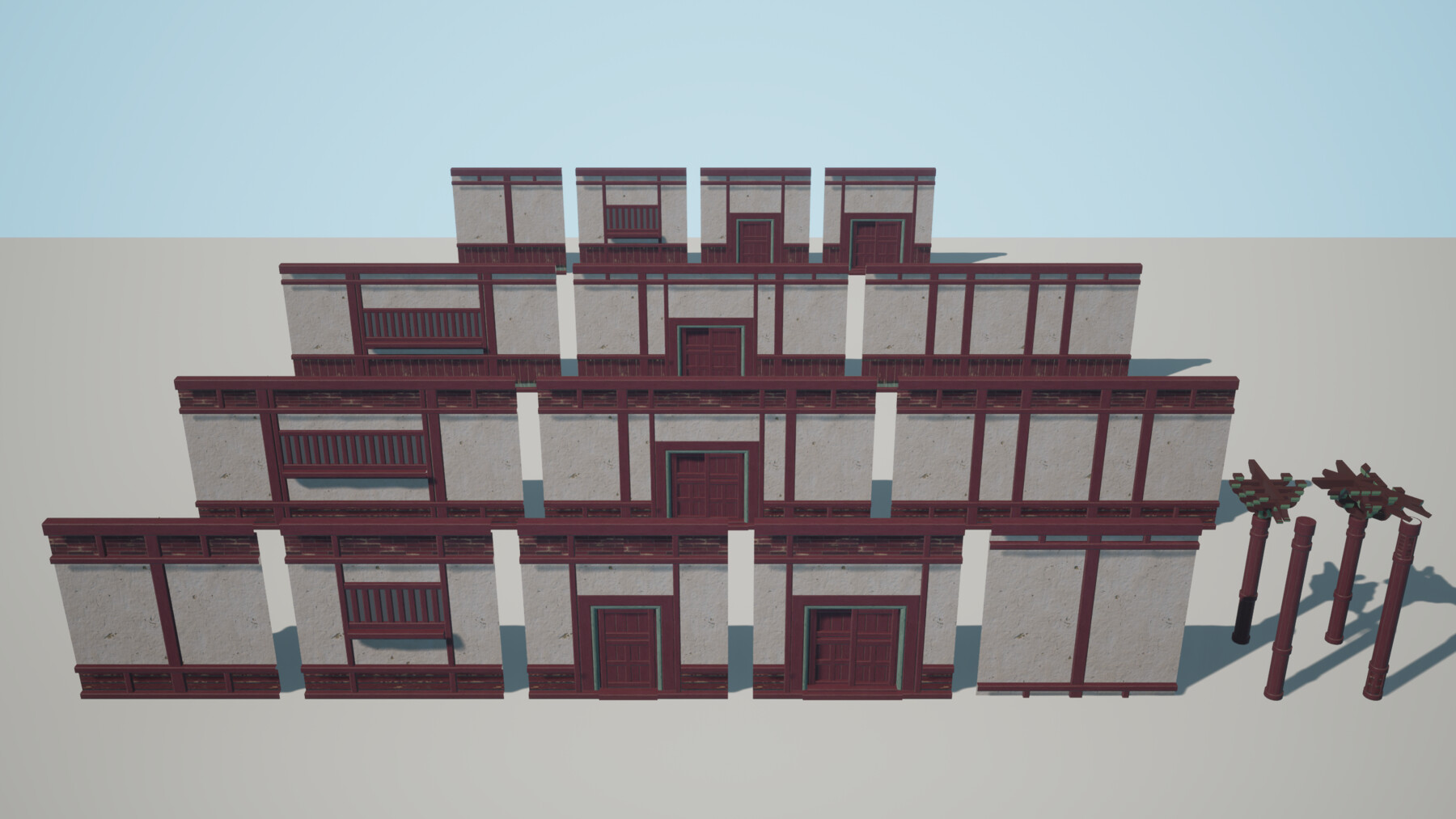 ArtStation - Modular Asian building kit - Game ready | Game Assets