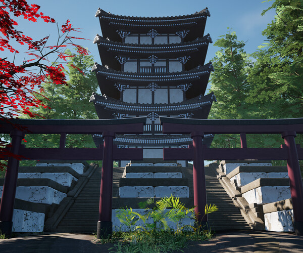 ArtStation - Modular Asian building kit - Game ready | Game Assets