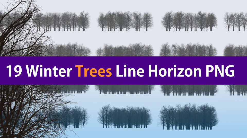 ArtStation - 19 Winter Trees Line Horizon Cutout Trees Pack 01 | Resources