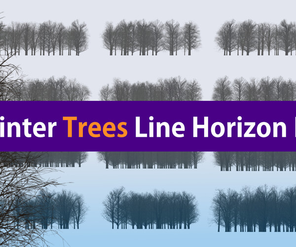 ArtStation - 19 Winter Trees Line Horizon Cutout Trees Pack 01 | Resources
