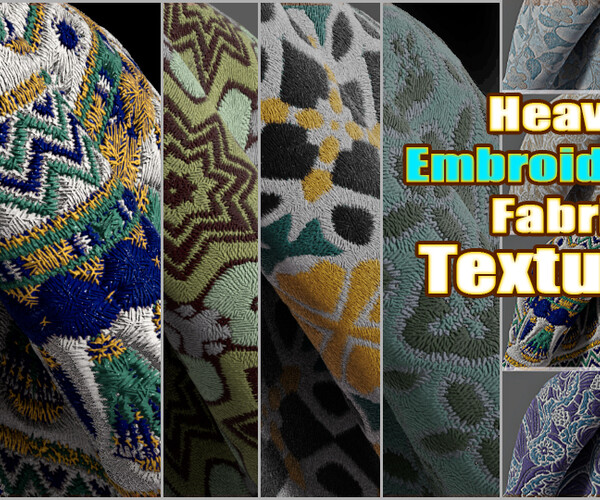 ArtStation - 16 Heavy Embroidered Fabric - 4K - Texture maps (Albedo ...