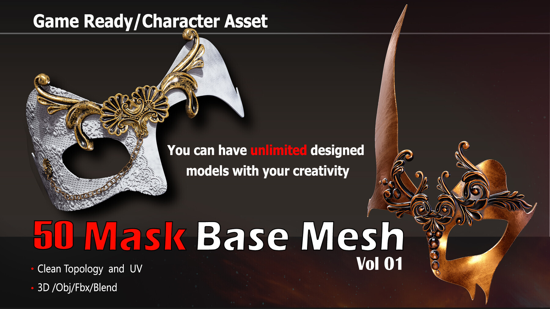ArtStation - 50 Mask Base Mesh & Tutorials_VOL1 | Resources