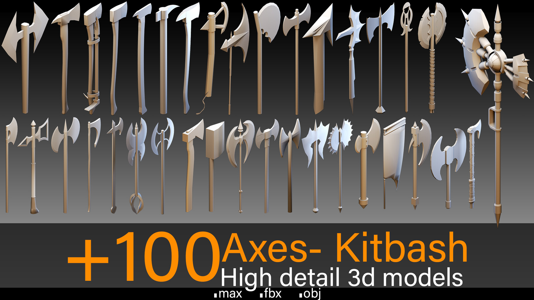 ArtStation - +100 Axes- Kitbash- High detail 3d models | Game Assets