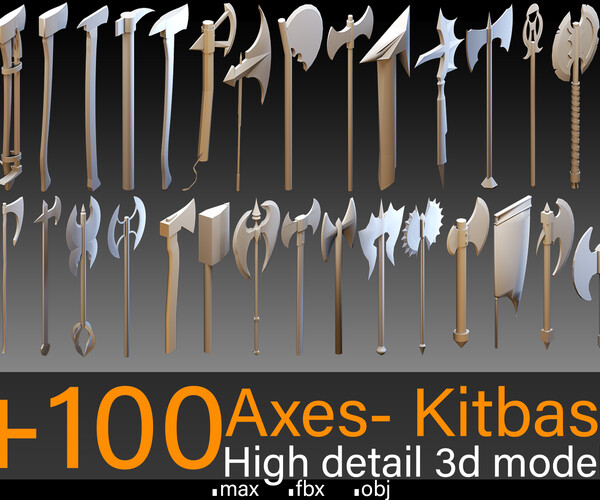 ArtStation - +100 Axes- Kitbash- High detail 3d models | Game Assets