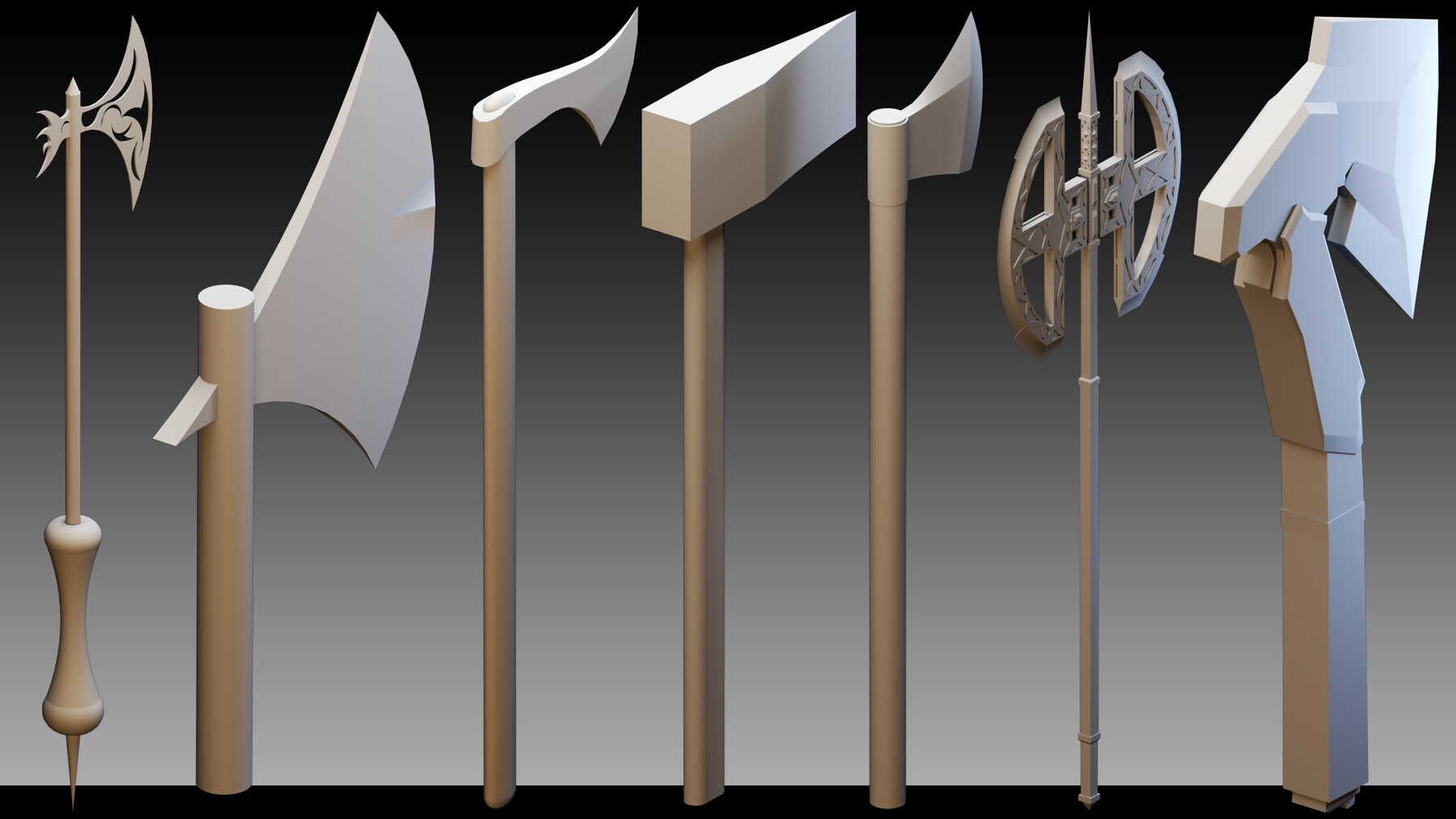 ArtStation - +100 Axes- Kitbash- High detail 3d models | Game Assets