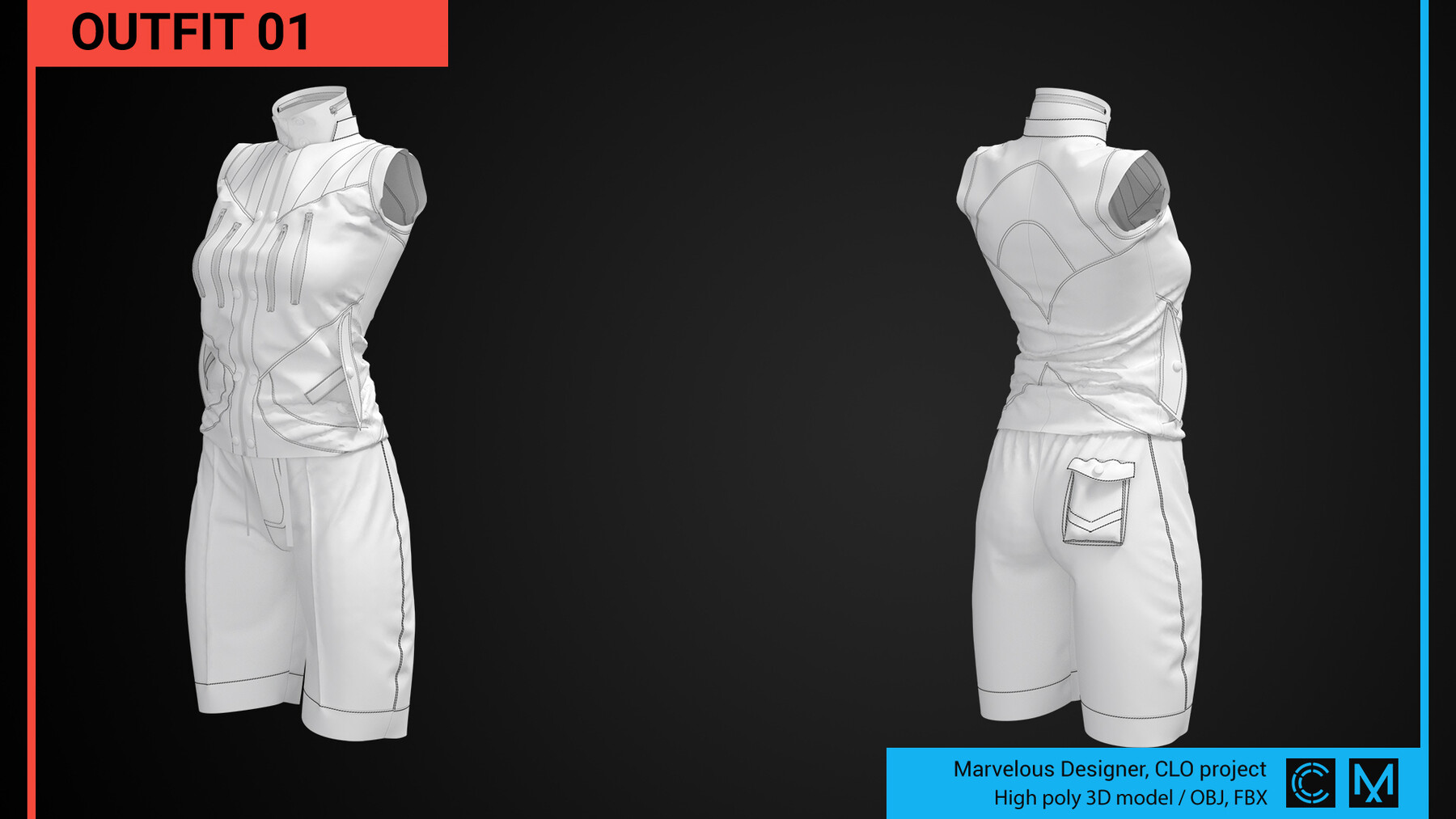 ArtStation - Outfit 01- Marvelous Designer, CLO project. | Resources