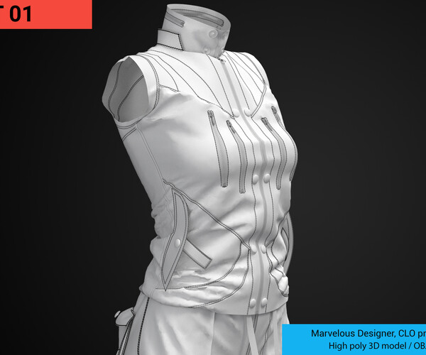 ArtStation - Outfit 01- Marvelous Designer, CLO project. | Resources