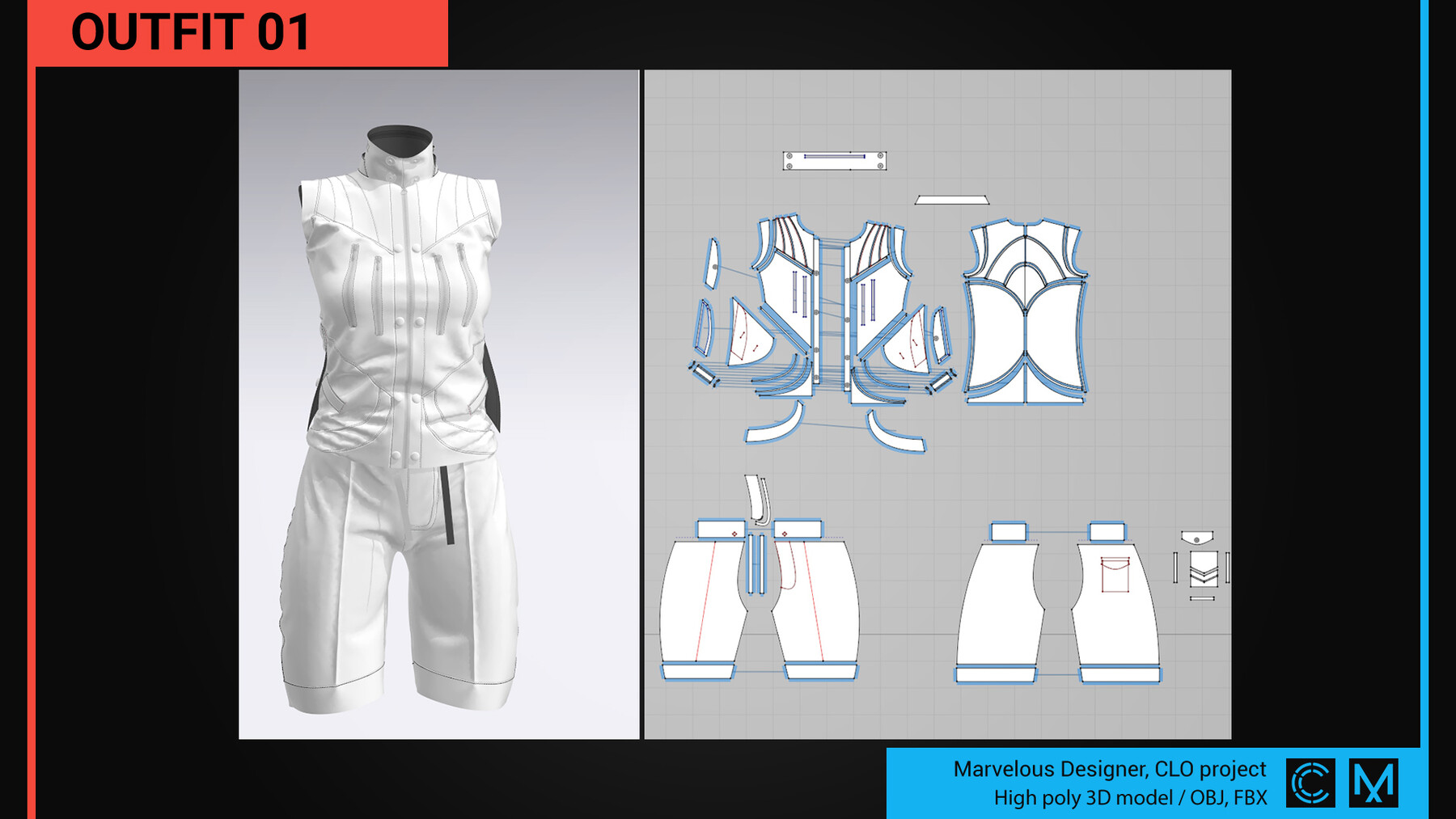 ArtStation - Outfit 01- Marvelous Designer, CLO project. | Resources