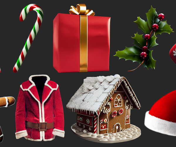 ArtStation - 64 Christmas Items | Game Assets